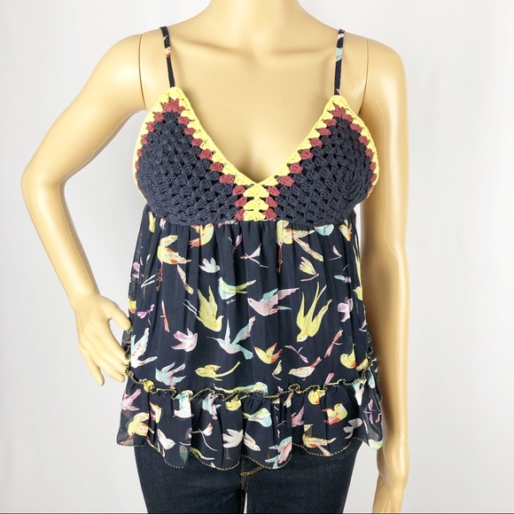 Chelsea & Violet | Tops | Nwt Chelsea Violet Crochet Bird Ruffle Top Xs ...